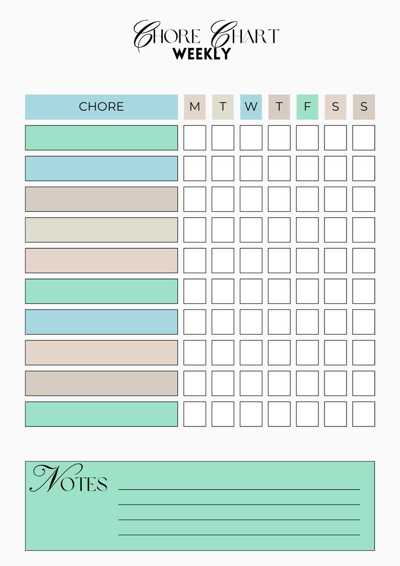 Chore Chart PRINTABLE Gamer Weekly CHORE Chart, PDF, Printable, Instant ...
