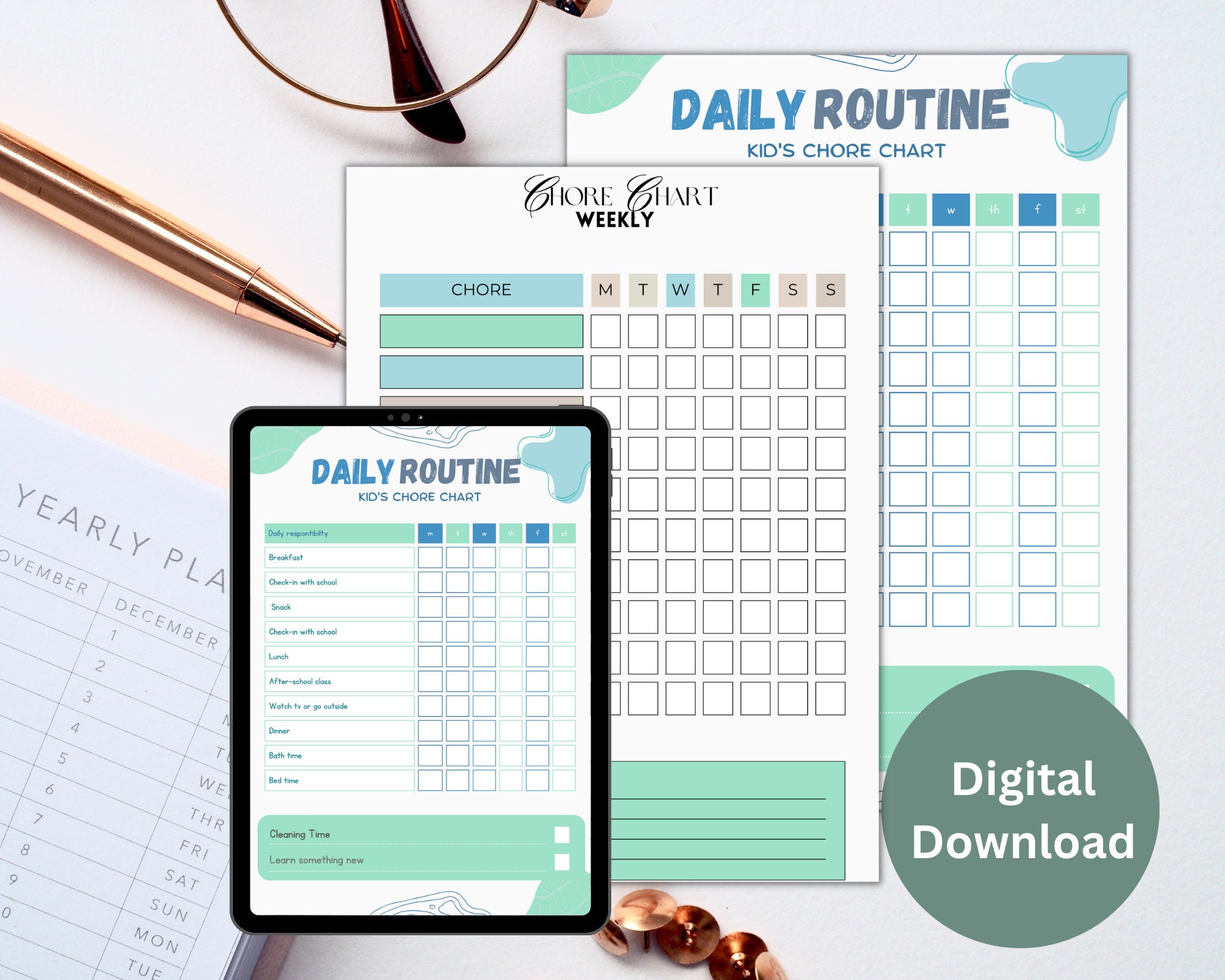 Chore Chart PRINTABLE Gamer Weekly CHORE Chart, PDF, Printable, Instant ...