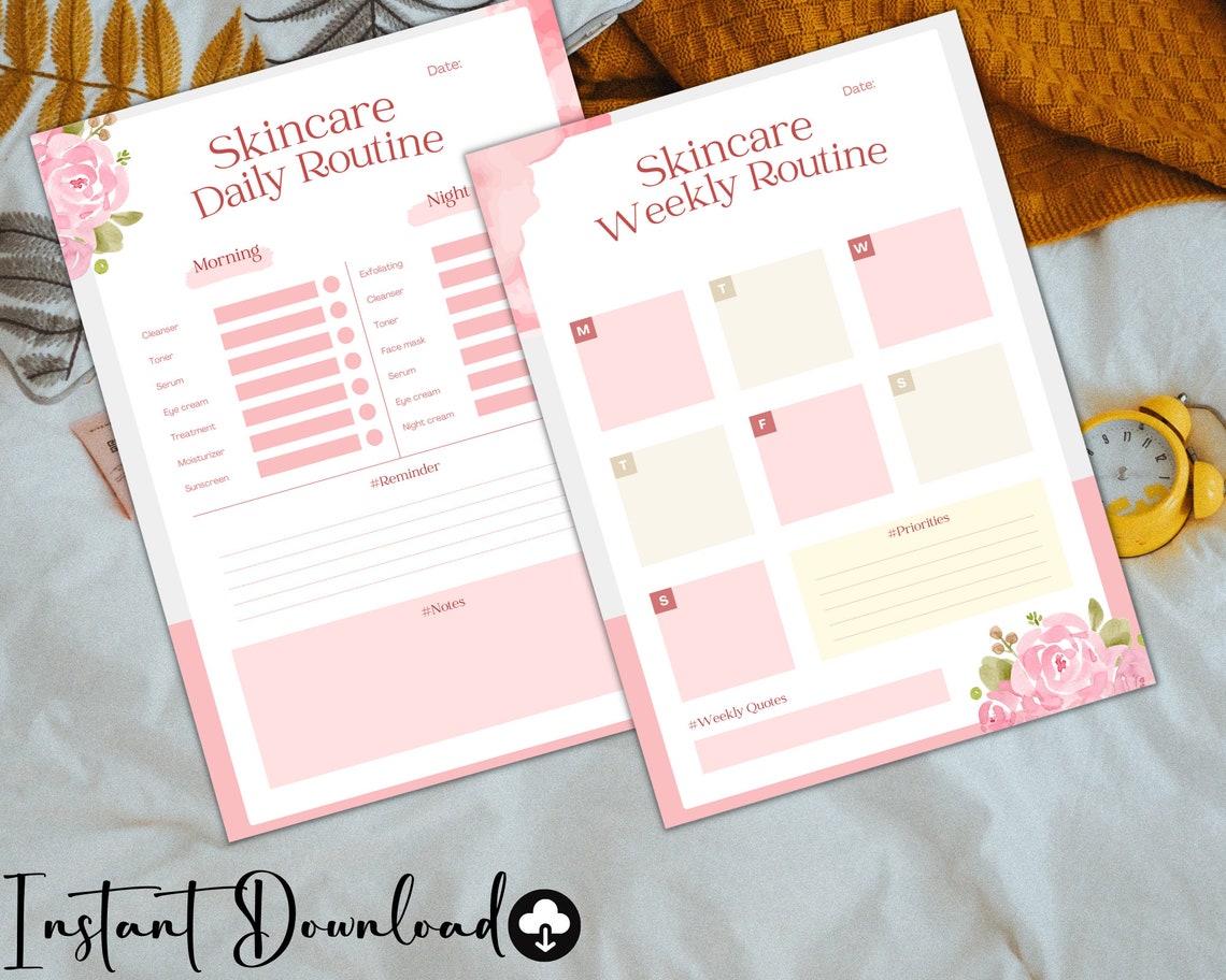 Skincare Routine Planner, PDF Printable Skin Care Planner, Printable ...