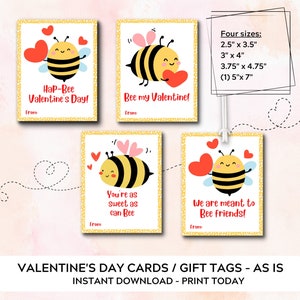 PRINTABLE Honey Bee - Kids Valentines Day Card - Valentines Gift Tag ...