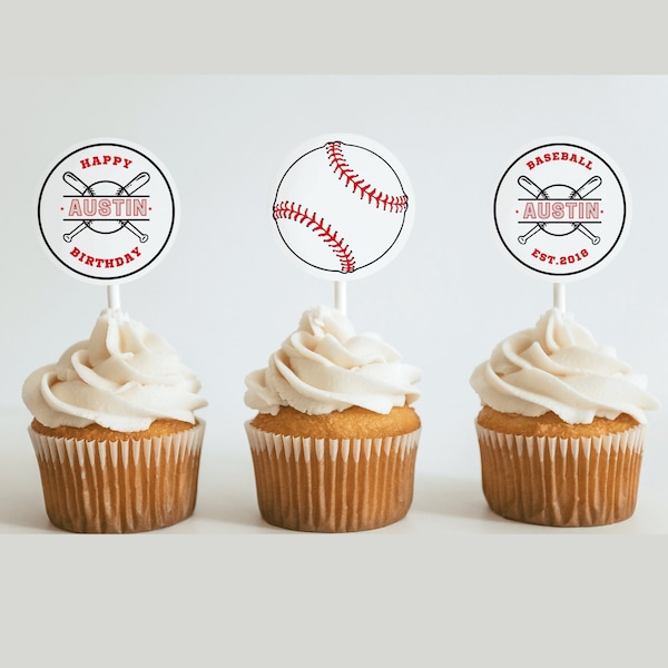 Baseball Cupcake Toppers Printable - Etsy