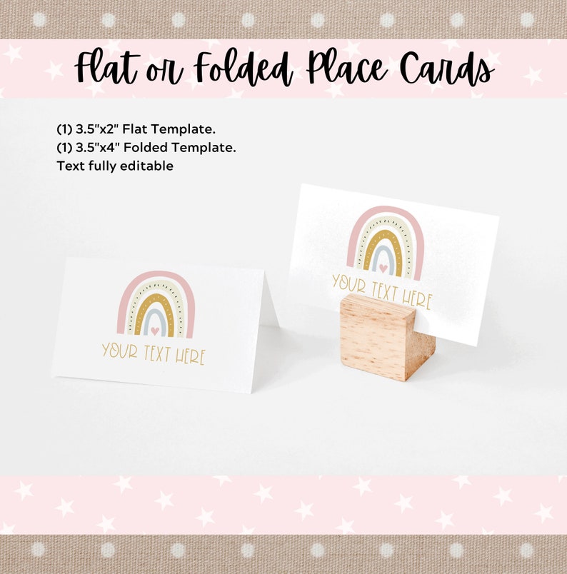 Boho Rainbow Place Cards, Food Cards, Food Label, Tent Cards, Buffet ...