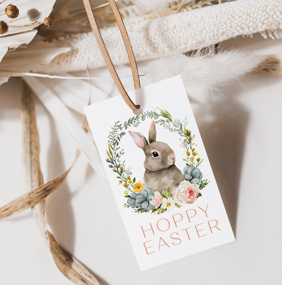 Hoppy Easter Bunny Gift Tag, Easter Basket Tags, Treat Tags, Easter ...