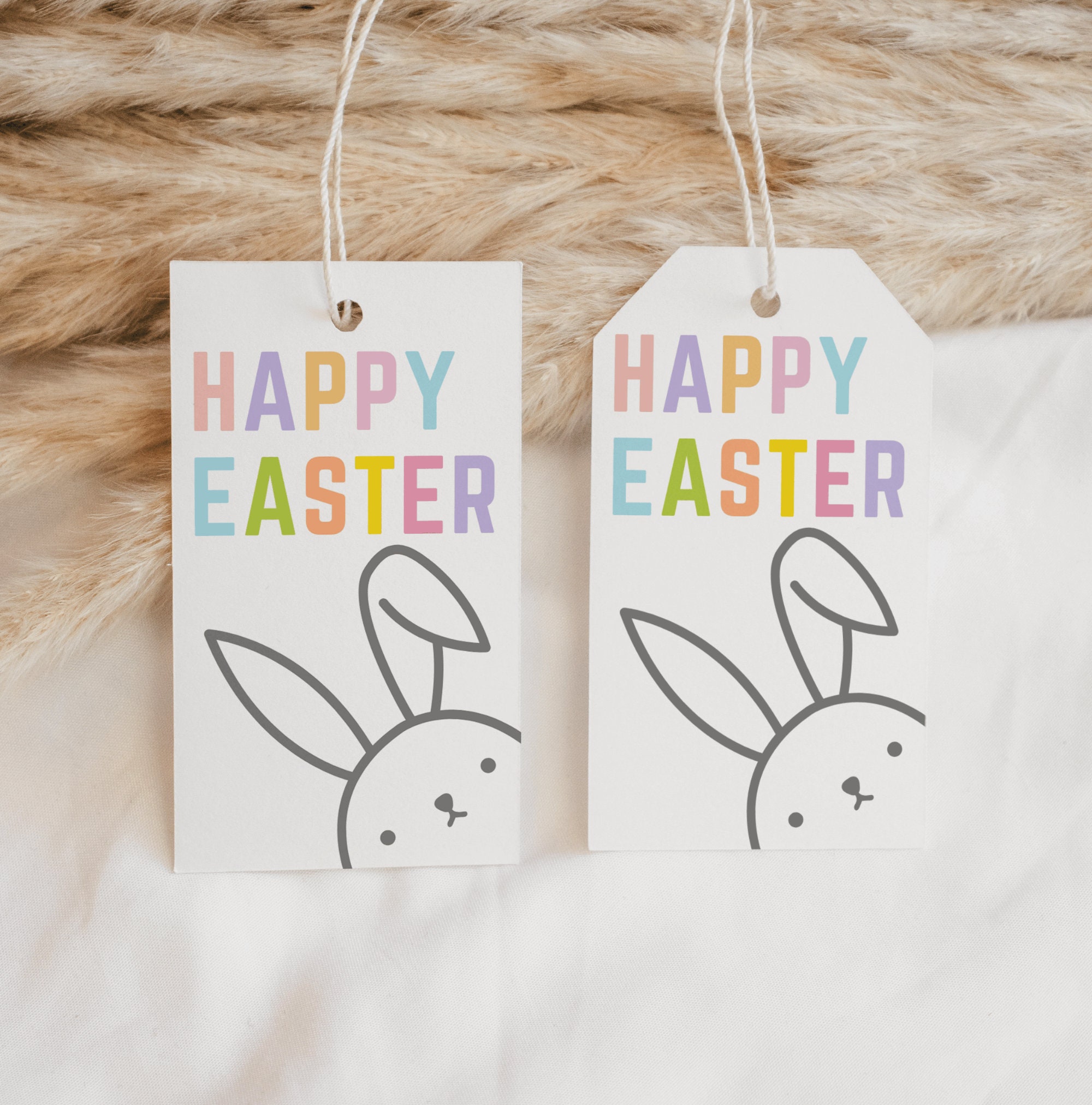 Printable Happy Easter Gift Tag, Bunny Gift Tag, Easter Basket Tags ...