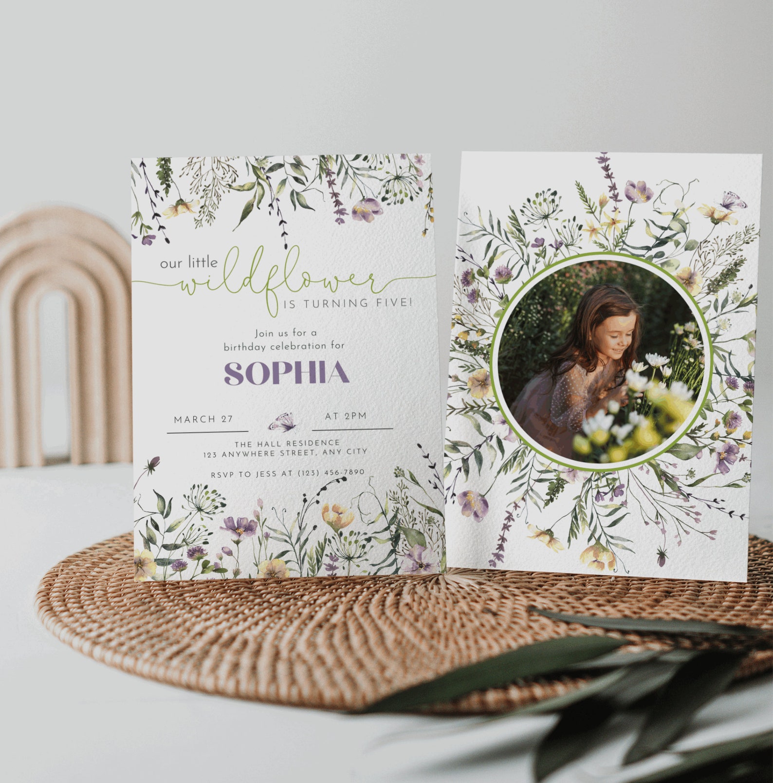 Wildflower Girls Birthday Invitation, Wildflower Invite, Any Age ...