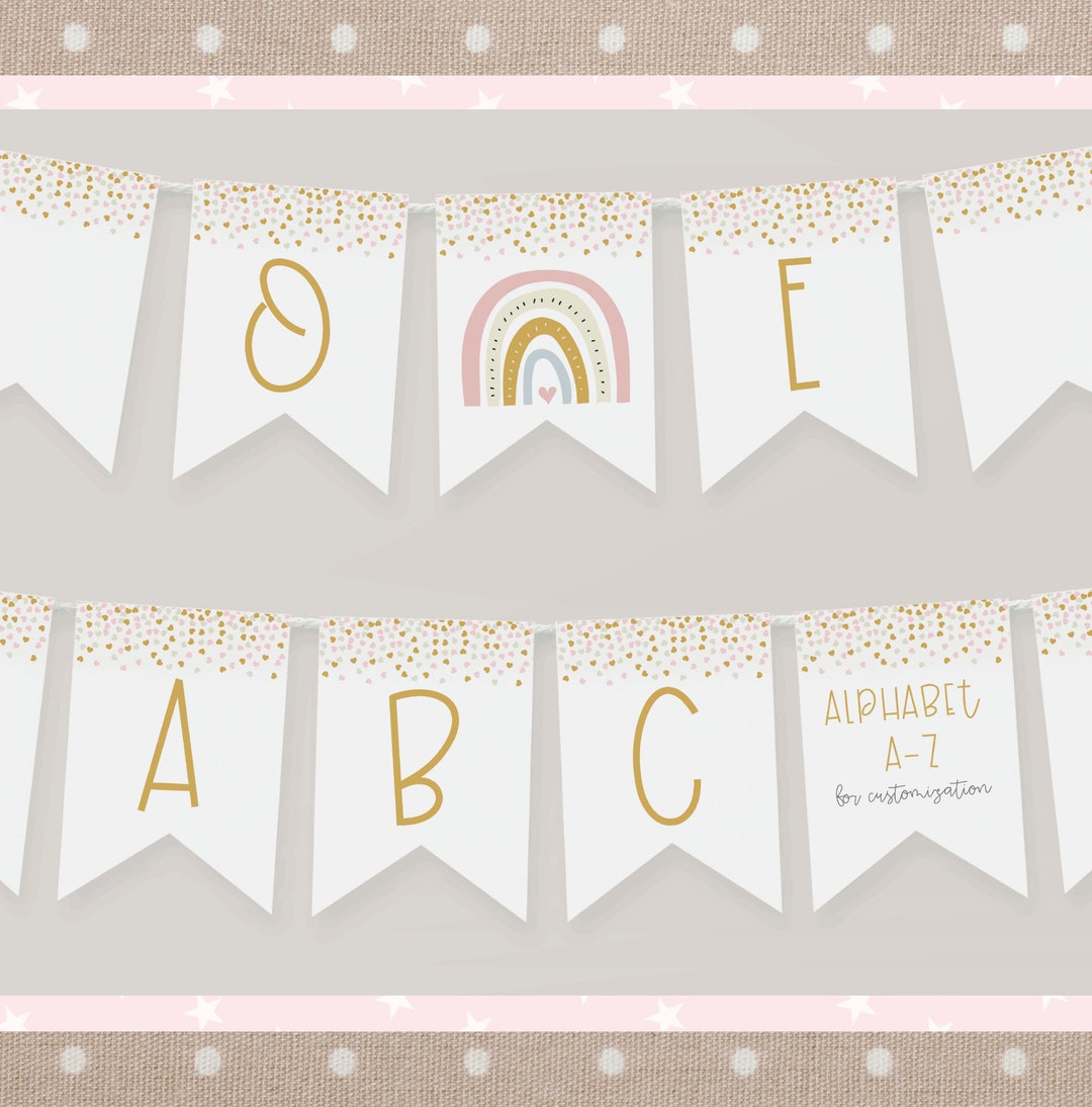 Boho Rainbow Birthday Banner, Shower Banner, Rainbow Decor, Pink, Gold ...