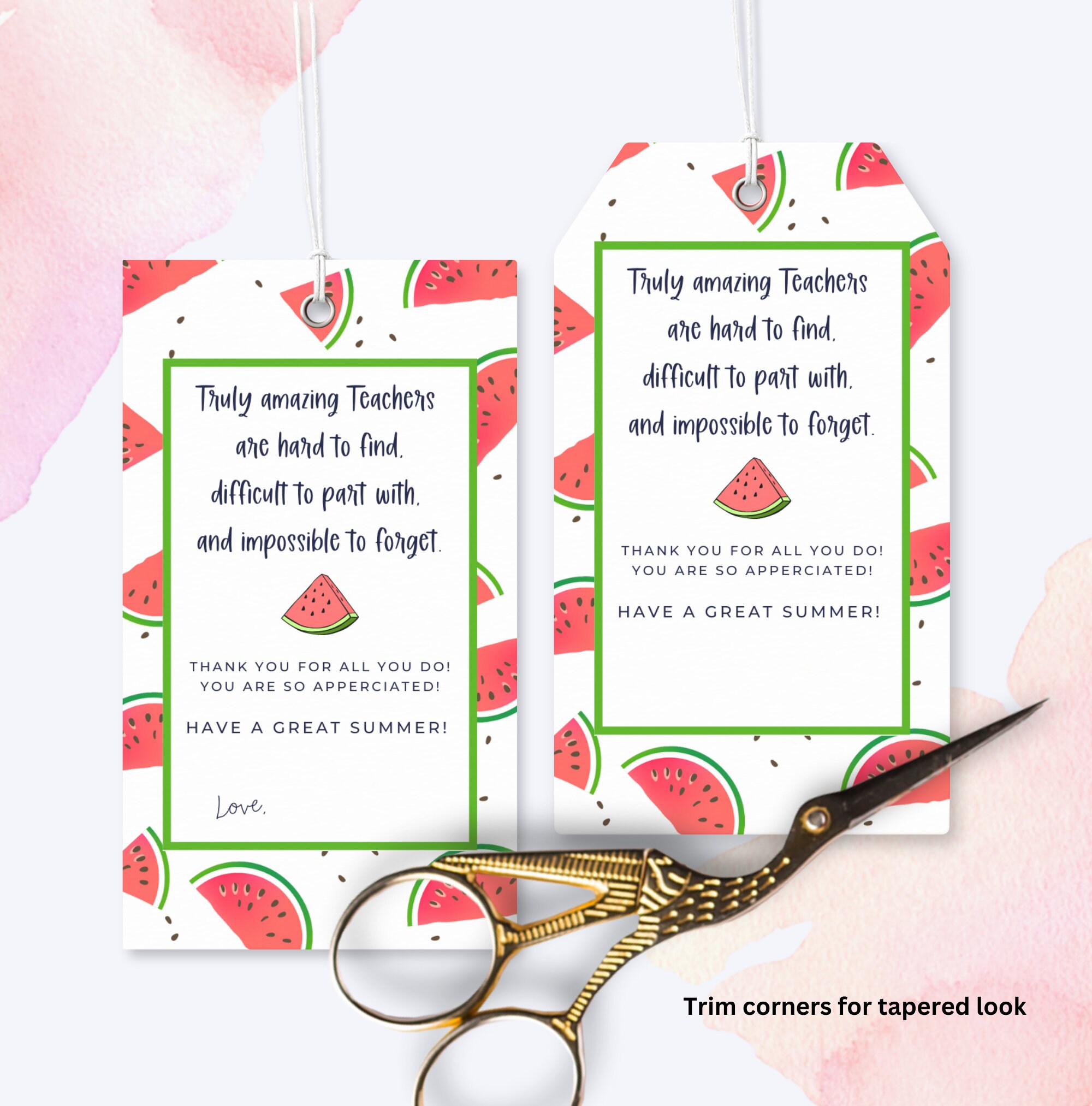 Watermelon Teacher Gift Tag, End of School Year Gift Tag, Teacher ...