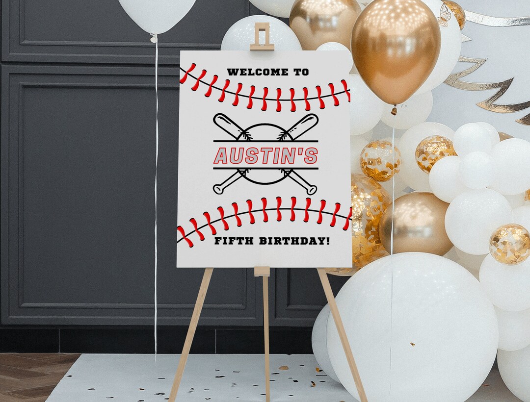 Baseball Birthday Welcome Sign Baseball Birthday Party Little Rookie ...