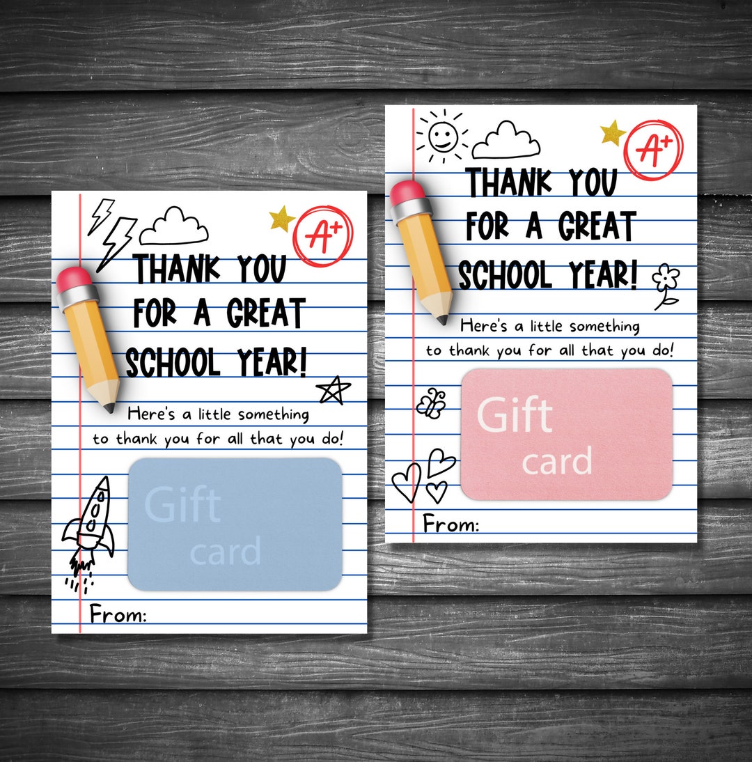 Thank You for A Great School Year Gift Card Holder, Teacher ...