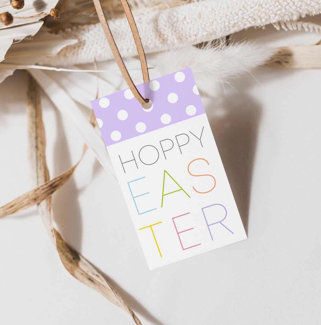 Printable Hoppy Easter Gift Tag, Easter Gift Tag, Easter Basket Tags ...