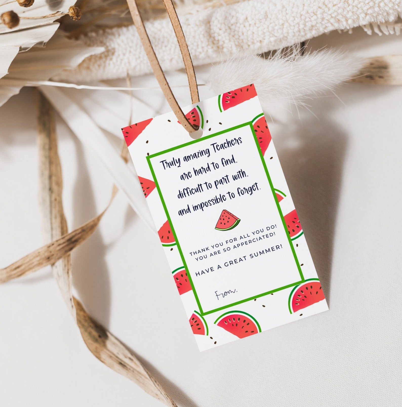 Watermelon Teacher Gift Tag, End of School Year Gift Tag, Teacher ...