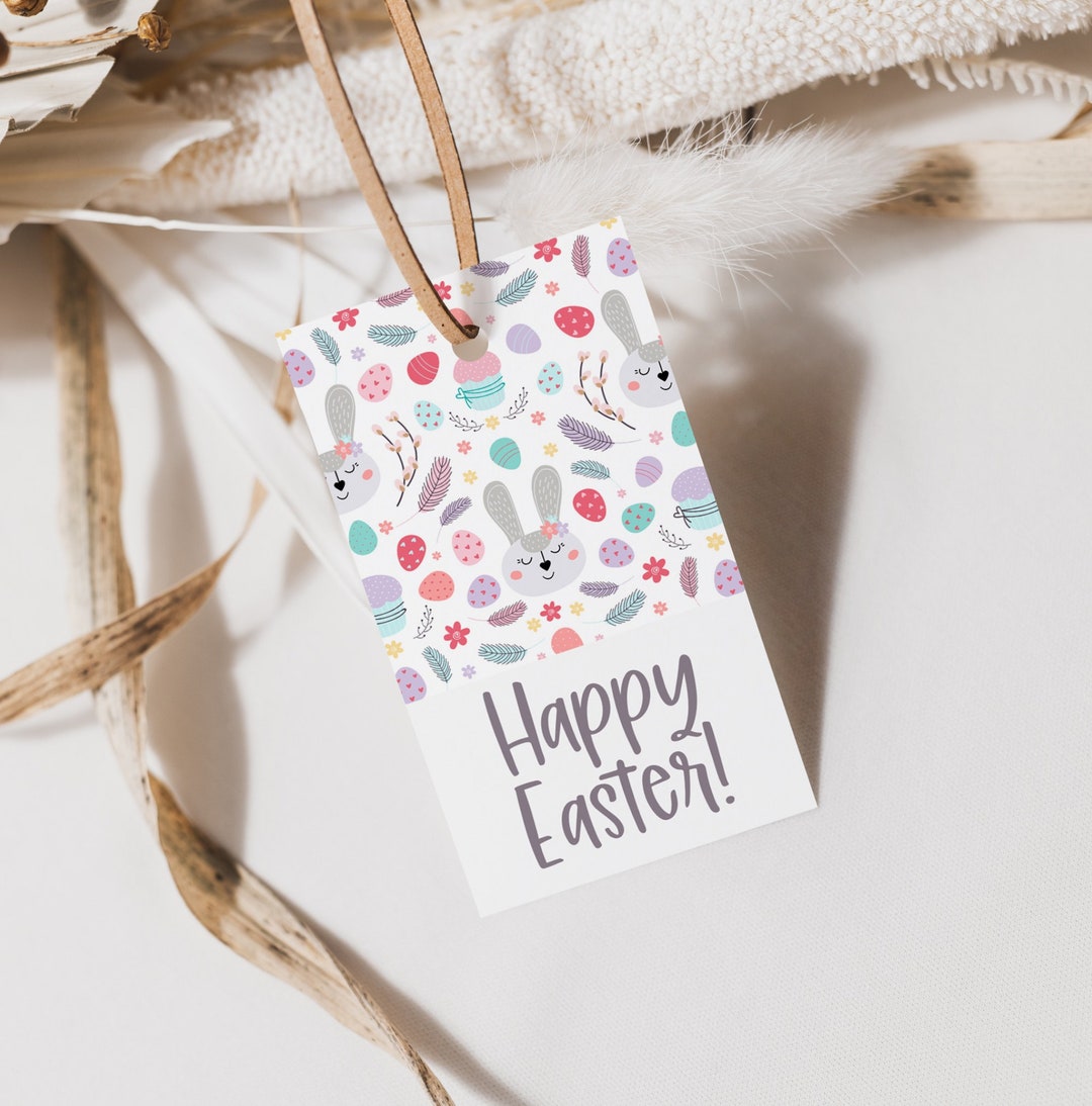 Printable Happy Easter Gift Tag, Bunny Gift Tag, Easter Basket Tags ...