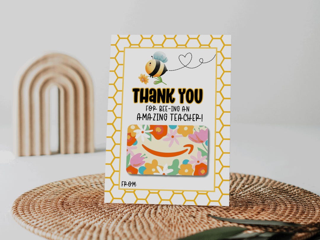Teacher Appreciation Gift Card, Honey Bee With Flower, Thank You for ...