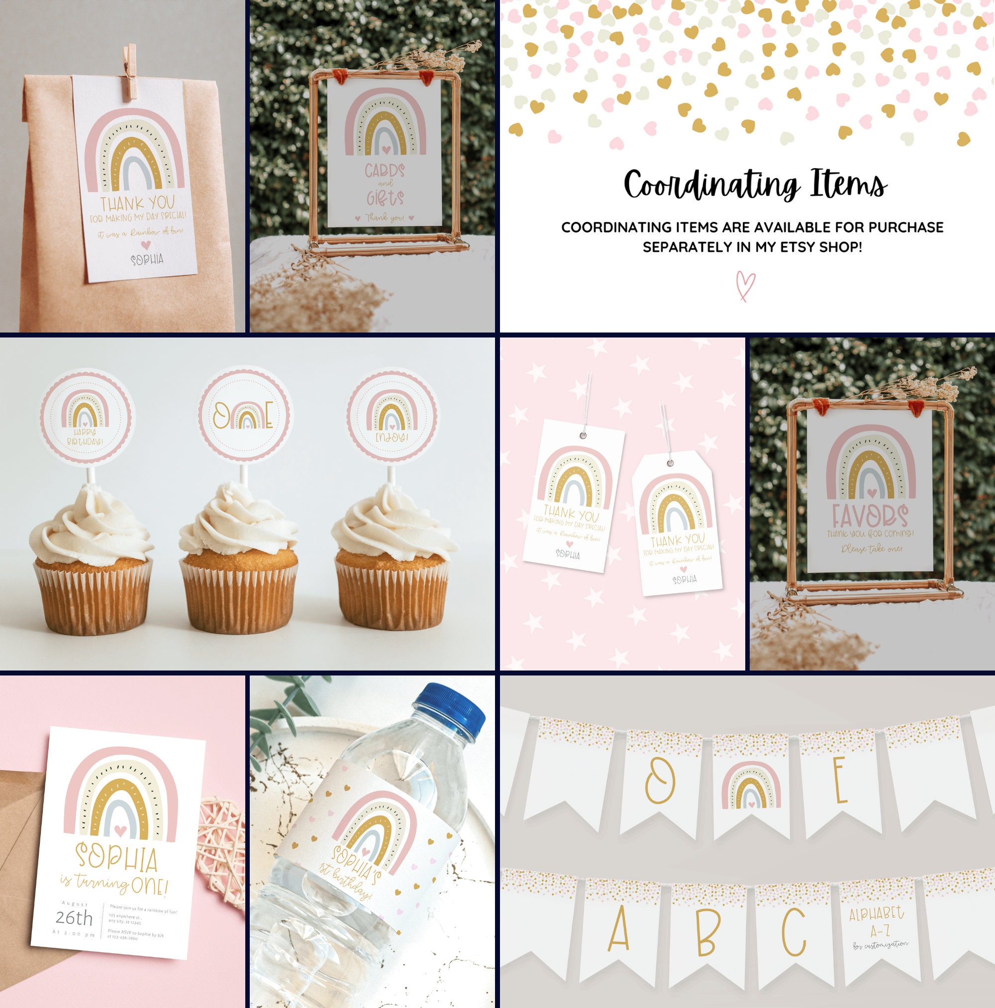 Boho Rainbow Thank You Card INSTANT DOWNLOAD Personalized Thank You ...