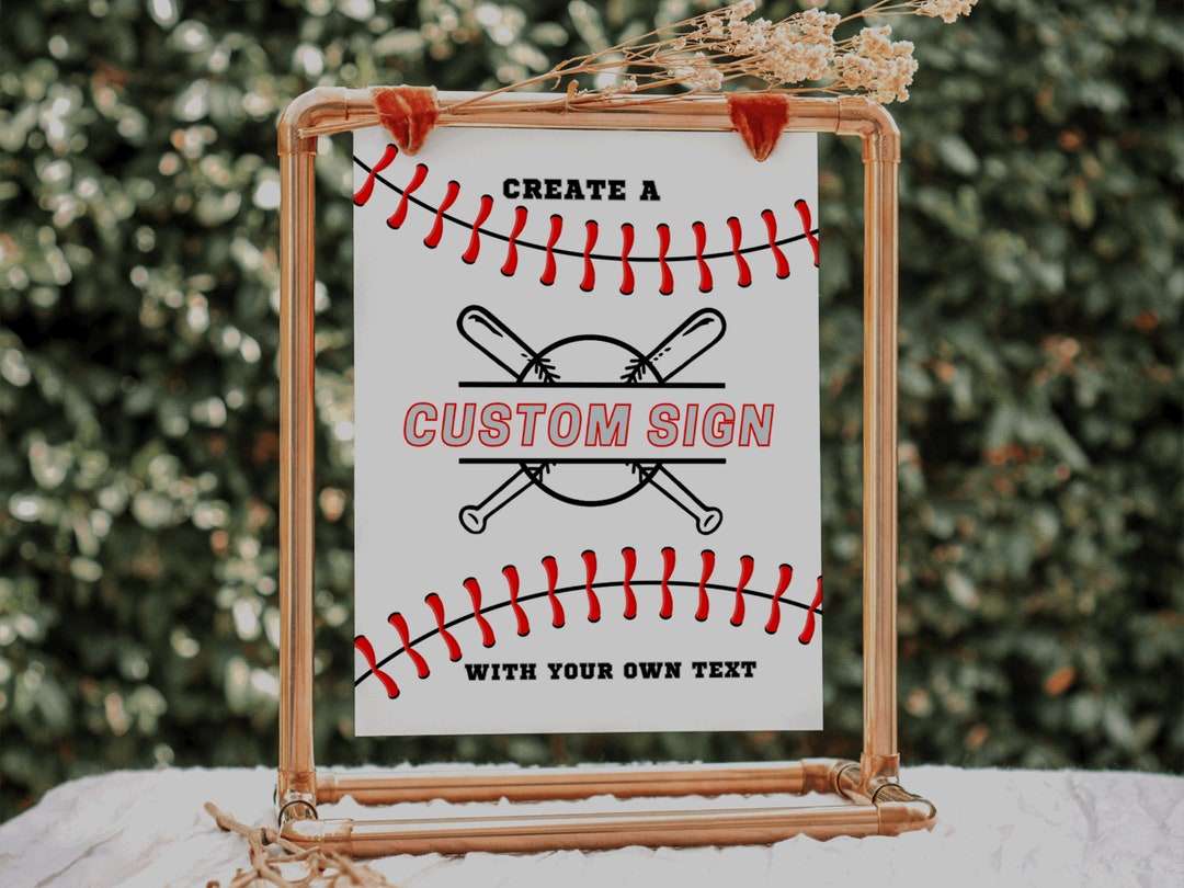 EDITABLE Baseball Sign, Custom Sign, Baseball Party, Baseball Birthday ...