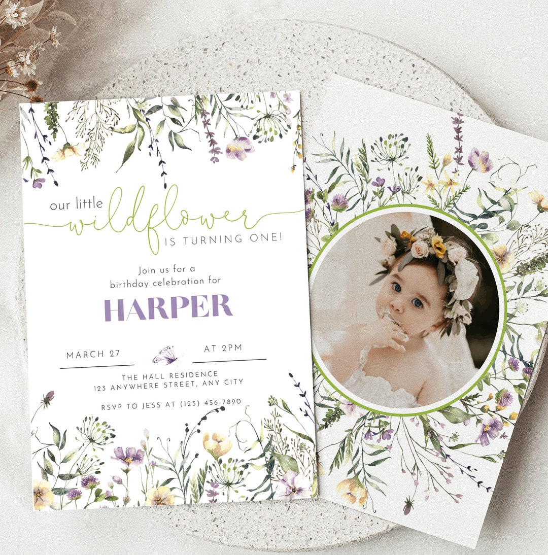 Wildflower Girls Birthday Invitation, Wildflower Invite, Any Age ...