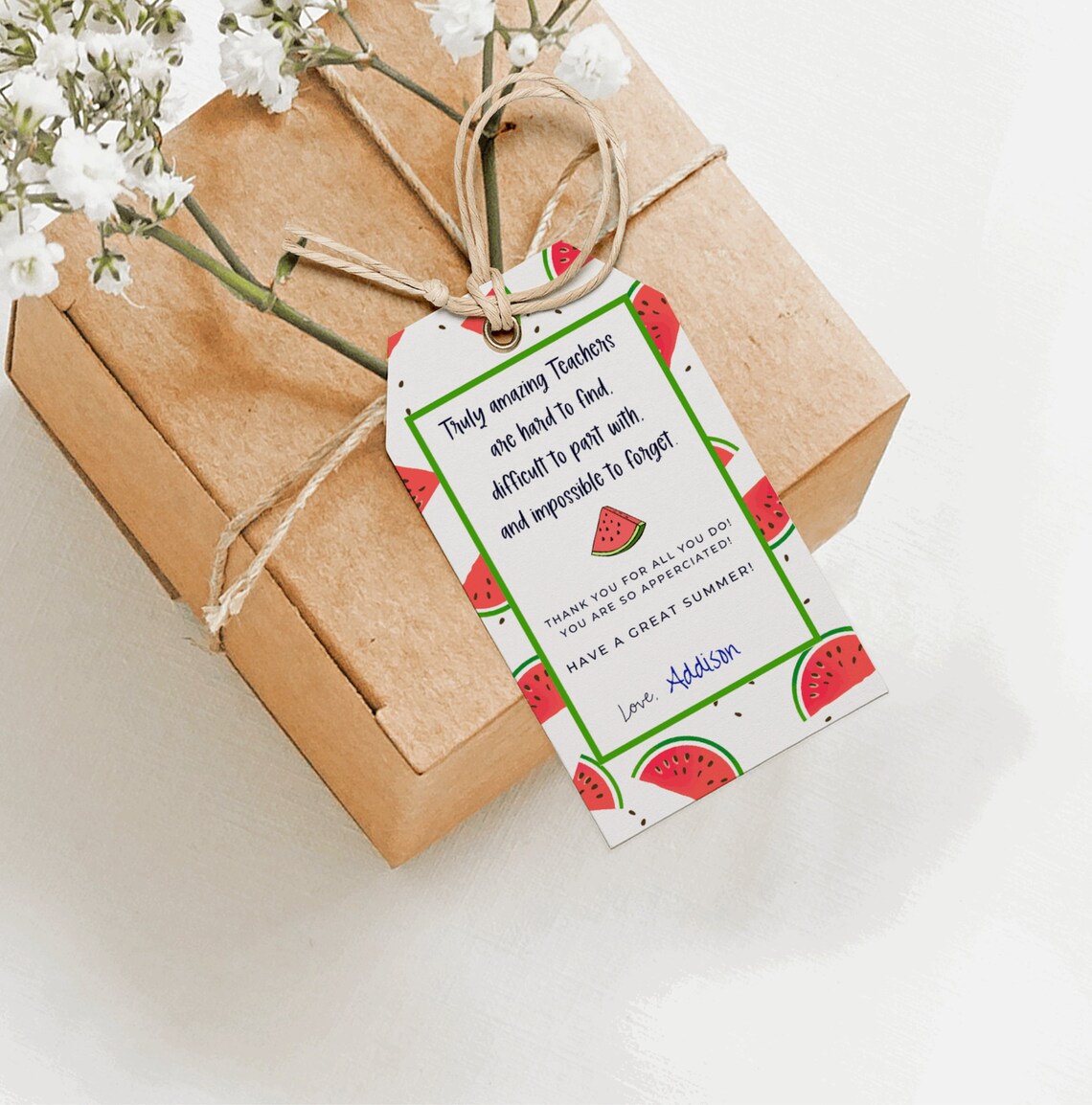 Watermelon Teacher Gift Tag, End of School Year Gift Tag, Teacher ...