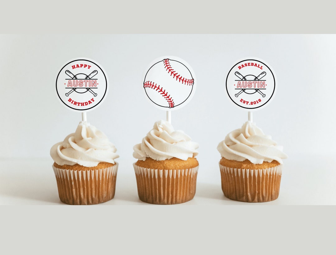 Baseball Cupcake Toppers, Birthday, Printable, Gift Tags, Stickers ...
