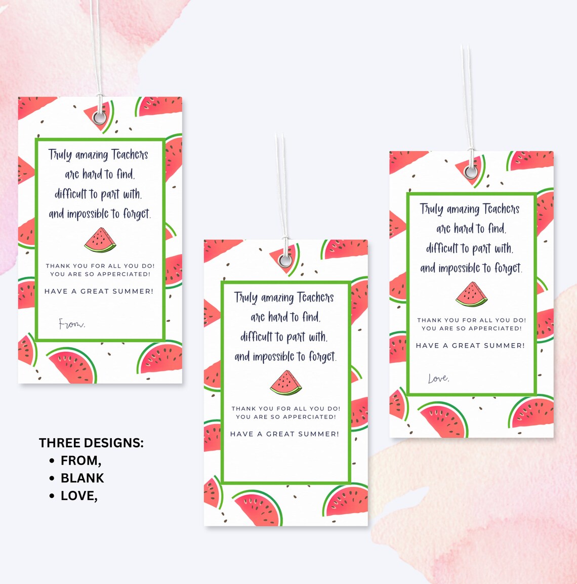 Watermelon Teacher Gift Tag, End of School Year Gift Tag, Teacher ...