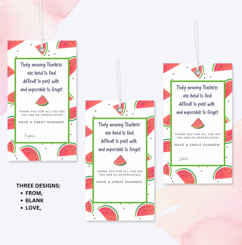 Watermelon Teacher Gift Tag, End of School Year Gift Tag, Teacher ...