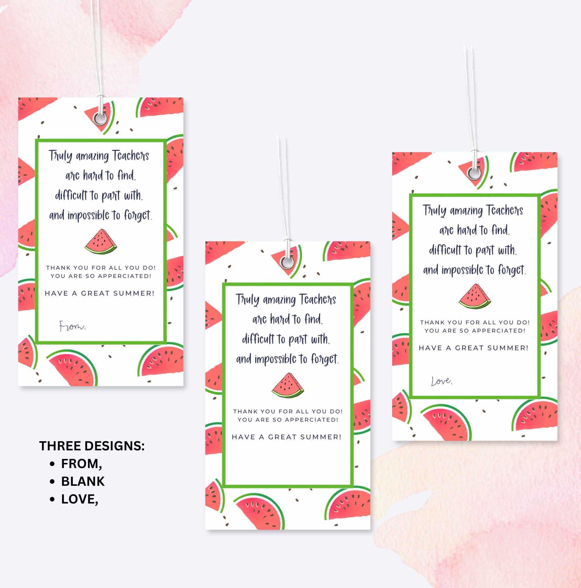 Watermelon Teacher Gift Tag, End of School Year Gift Tag, Teacher ...