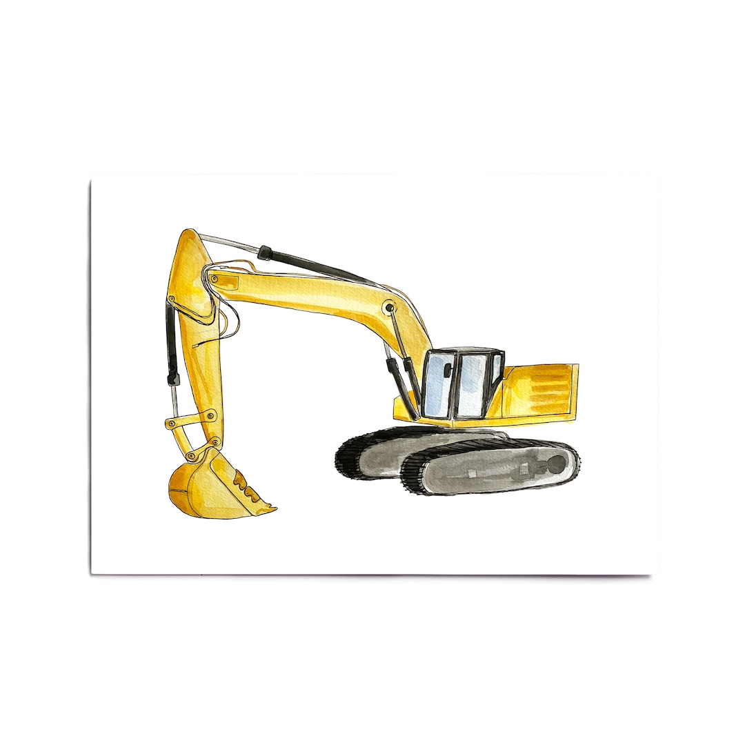 Digital Printable Yellow Excavator Print - Etsy