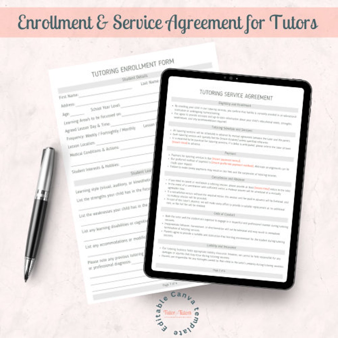 Tutor | Student Enrollment Form and Service Agreement / Terms ...