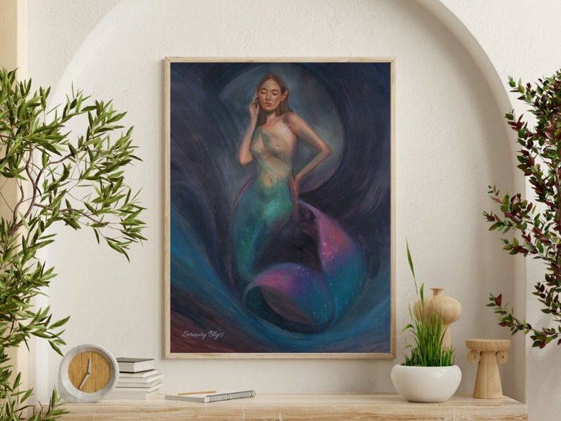 Mermaid Wall Art Oil Painting Figurative Feminine Artwork Aesthetic ...