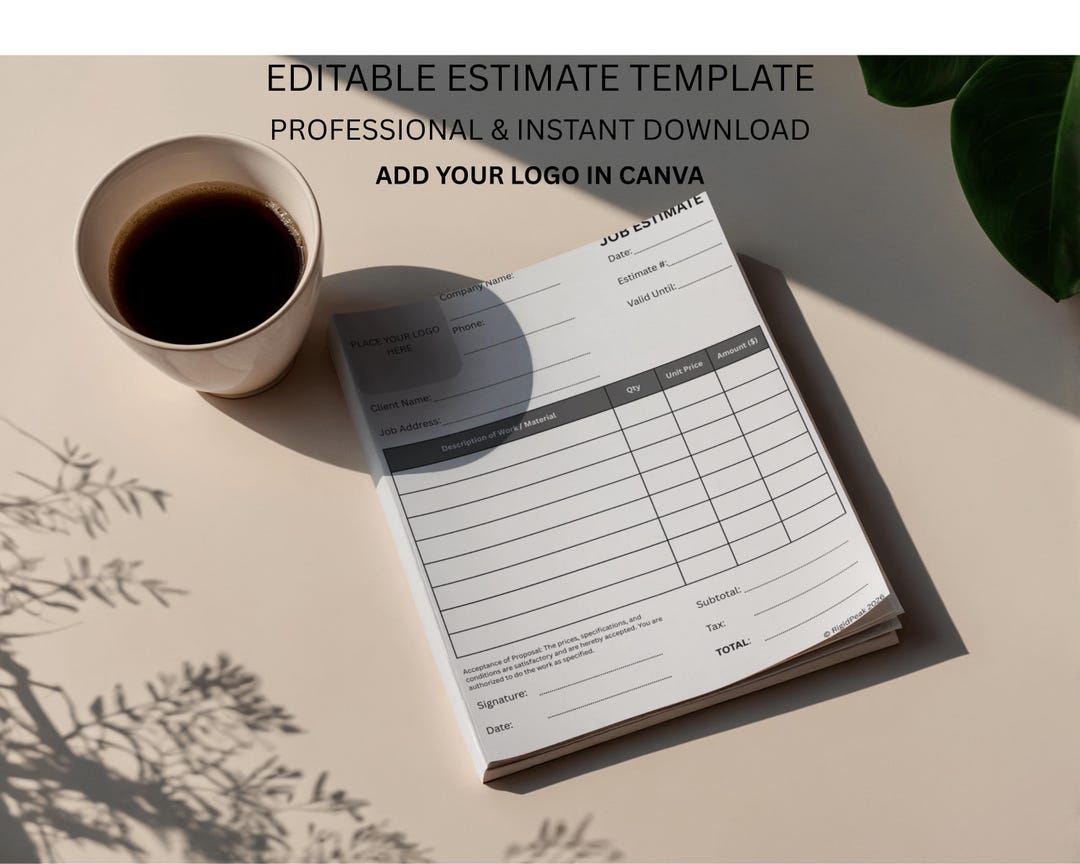Contractor Estimate Template | Editable Construction Quote | Handyman ...