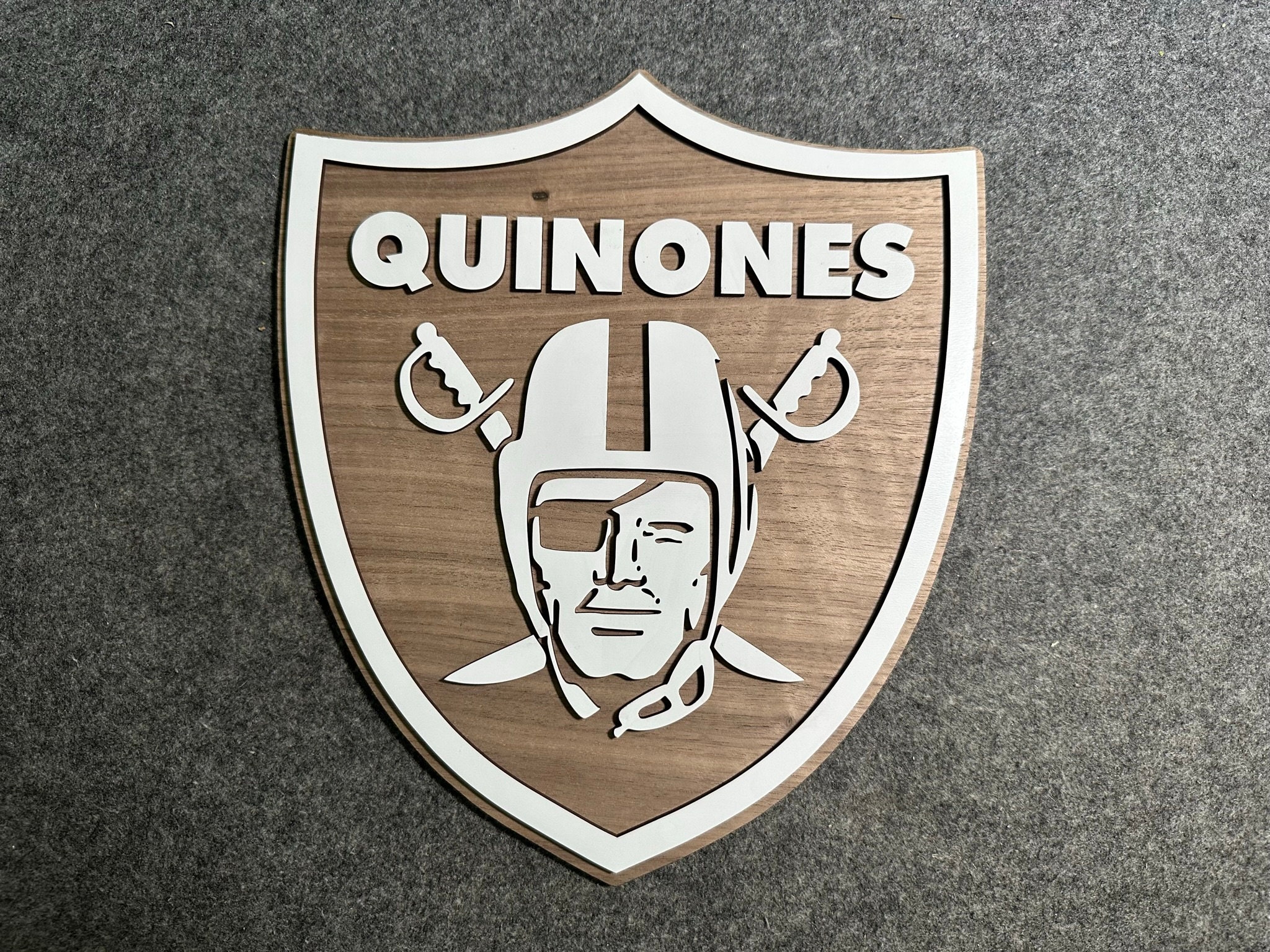 Custom Laser Engraved Sports Team Logo W/ Last Name Raiders Dodgers ...