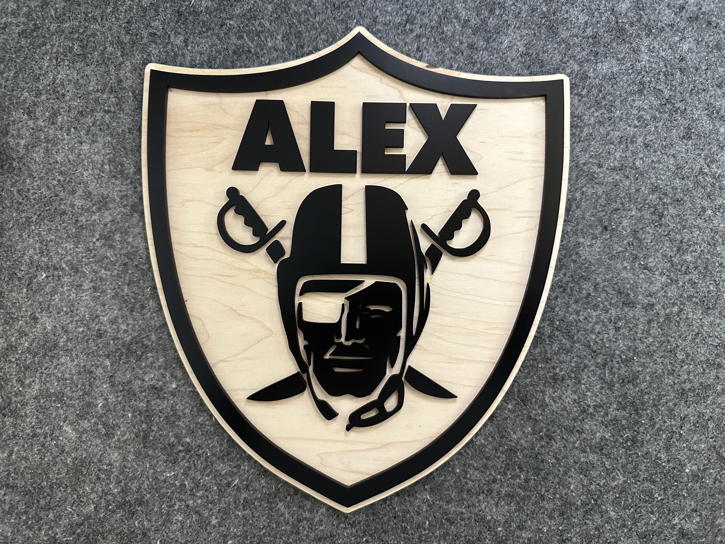 Custom Laser Engraved Sports Team Logo W/ Last Name Raiders Dodgers ...