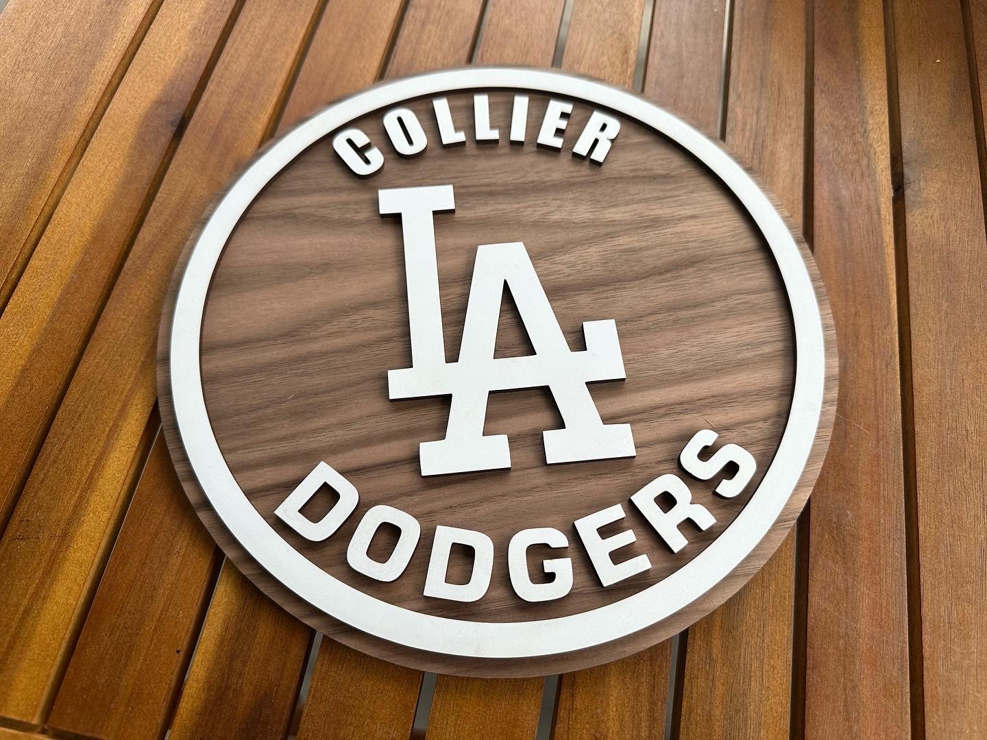 Custom Laser Engraved Sports Team Logo W/ Last Name Raiders Dodgers ...