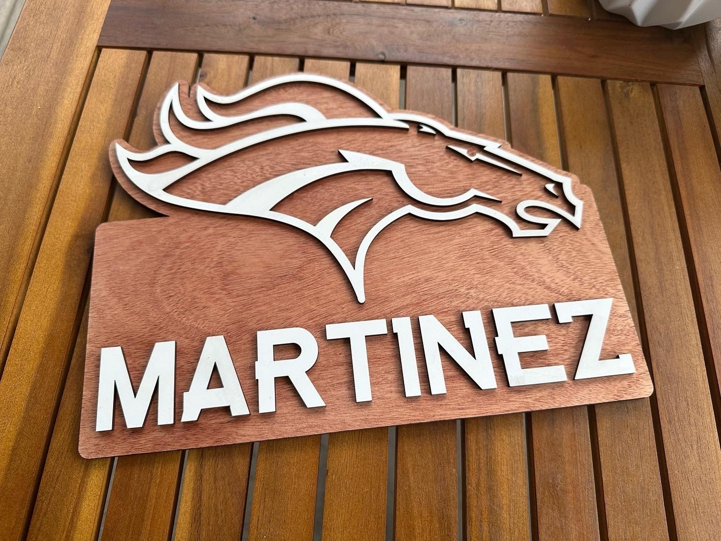 Custom Laser Engraved Sports Team Logo W/ Last Name Raiders Dodgers ...