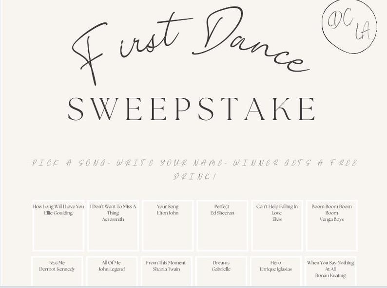 Wedding Sweepstake Signage- Perfect Talking Point for Your Reception ...