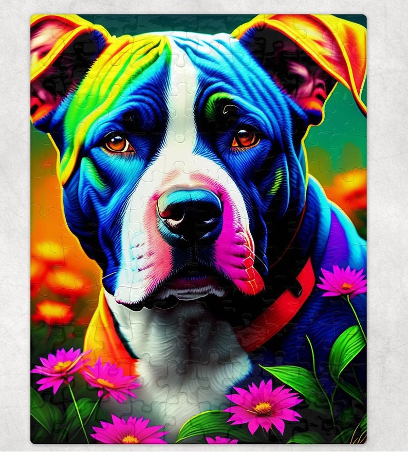 Beautiful and Colorful Pitbull Puzzle, Puzzle, Pit, Jigsaw Puzzle, 110 ...