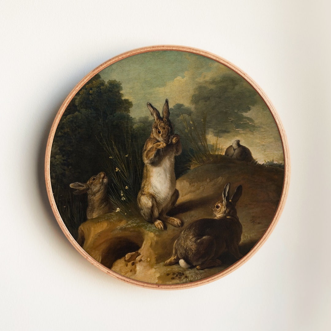 Vintage Rabbit Art Print - Charming Bunny Family Illustration - Antique ...