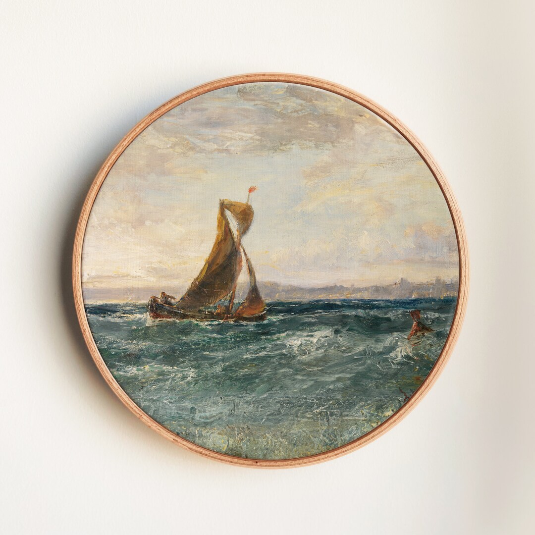 Vintage Ship Ocean Painting Print - Vintage Maritime Art - Coastal Wall ...