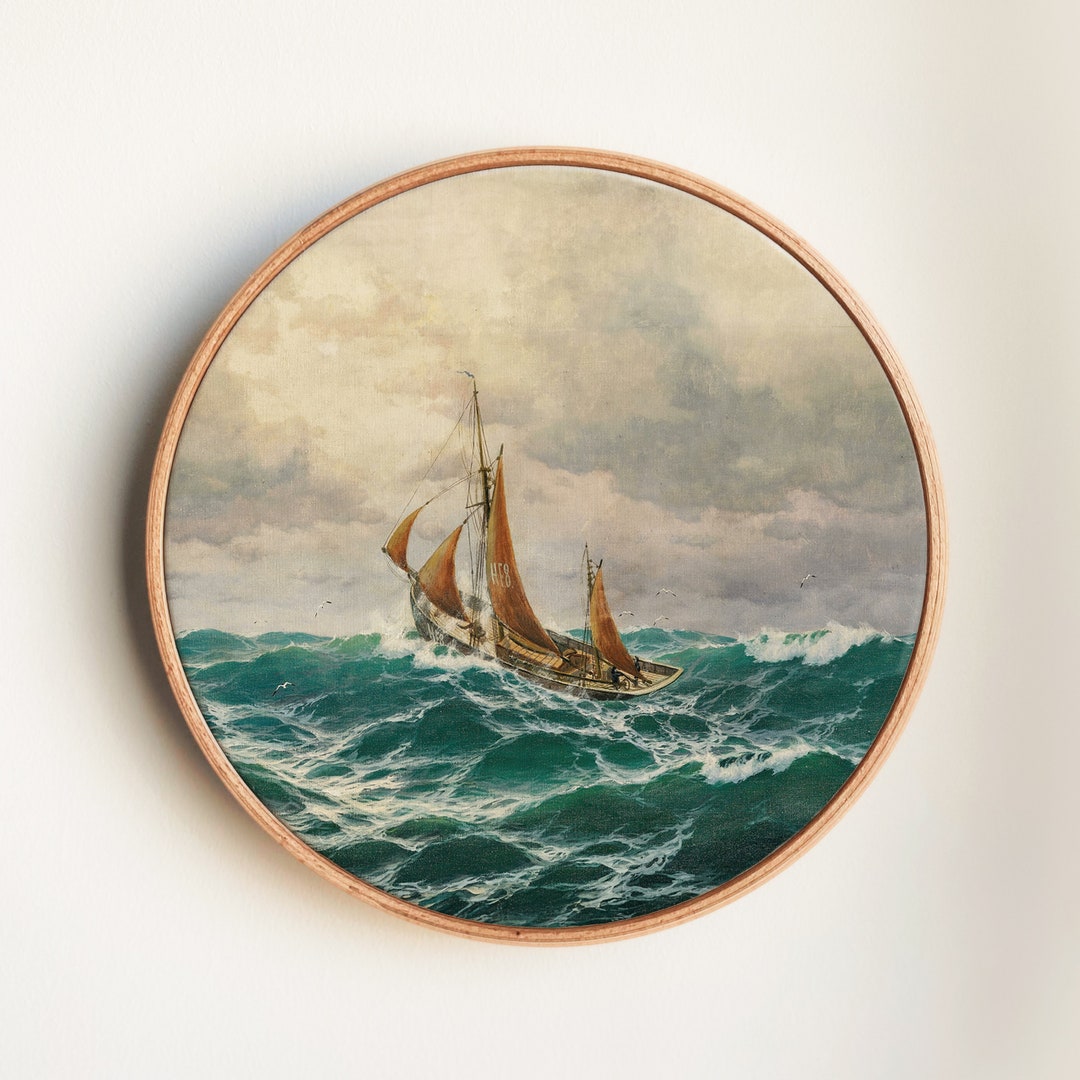 Stormy Sea and Sailing Ship Oil Painting Print | Nautical Wall Art ...