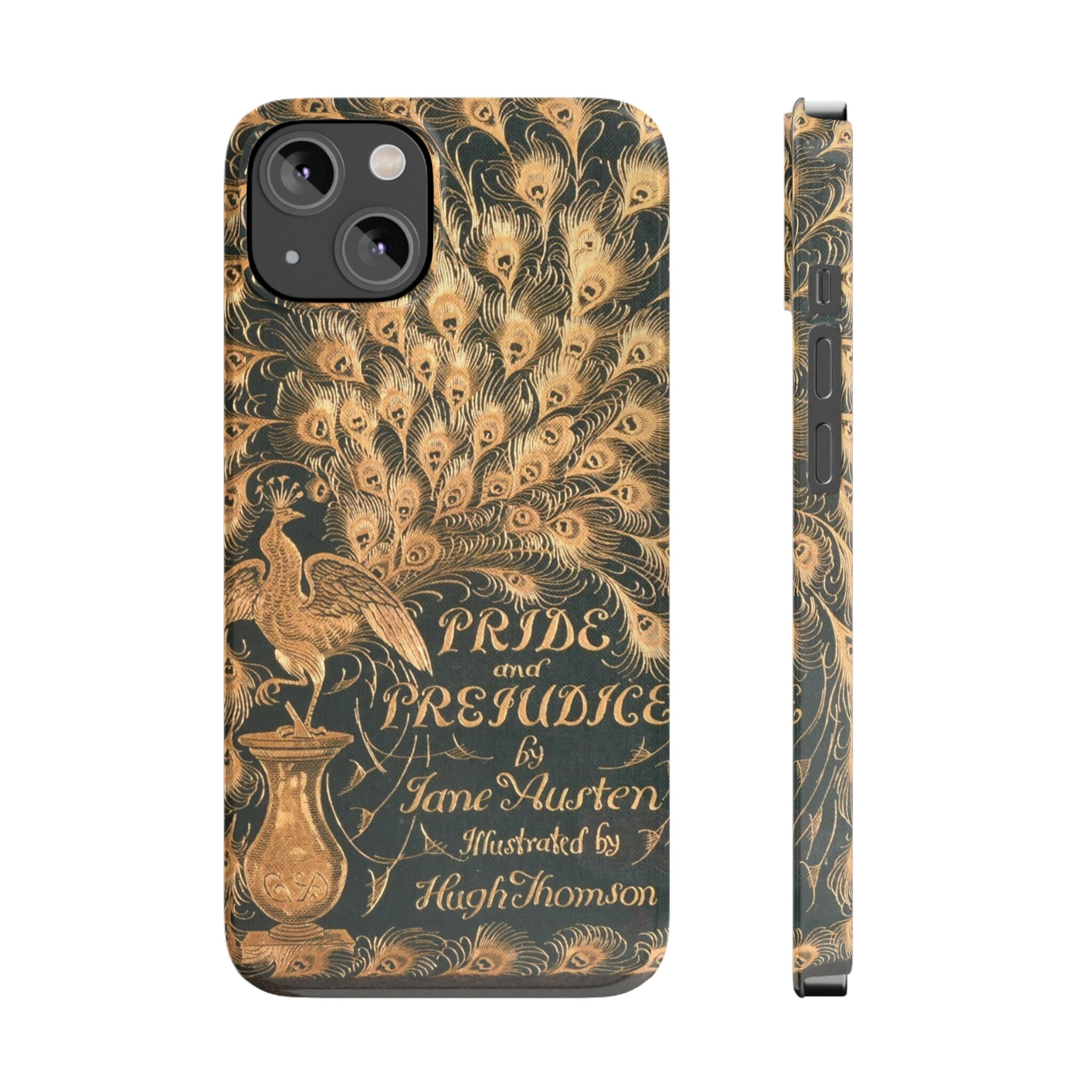 Pride & Prejudice Book Cover Phone Case With Gold Peacock Feathers ...