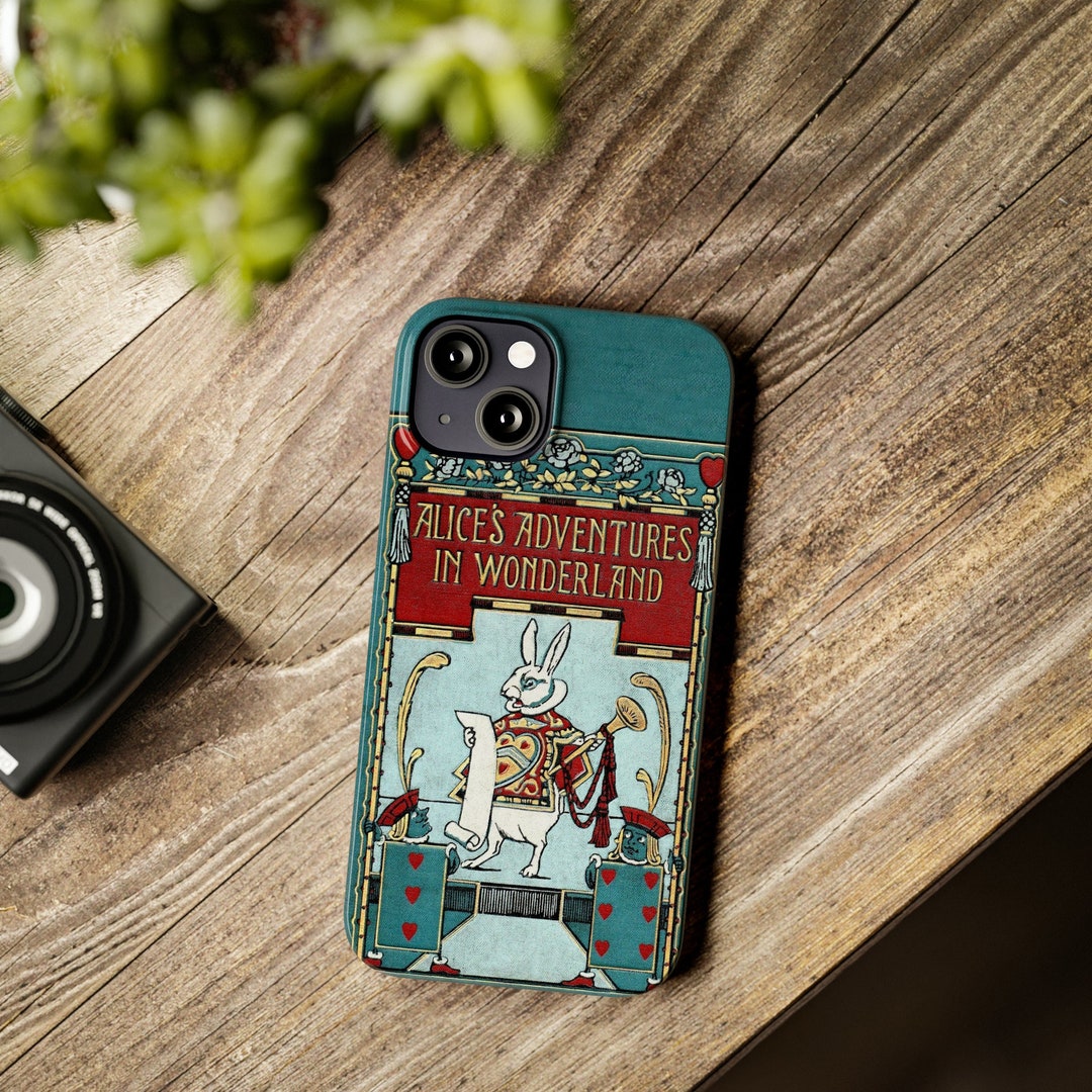 Alice's Adventures in Wonderland Book Cover Phone Case Teal White ...