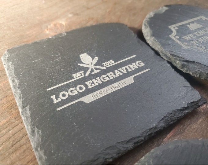 Custom Logo Engraving, Slate Coaster, Round or Square, Send Us Your ...
