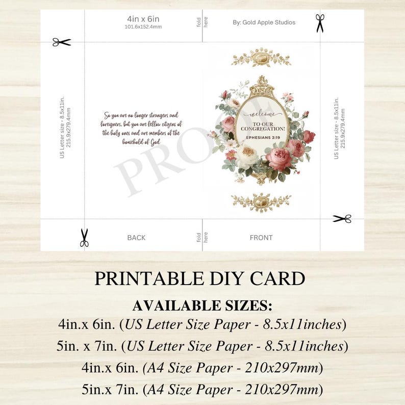 JW Welcome to Our Congregation! Digital Card Download - Floral Gold ...