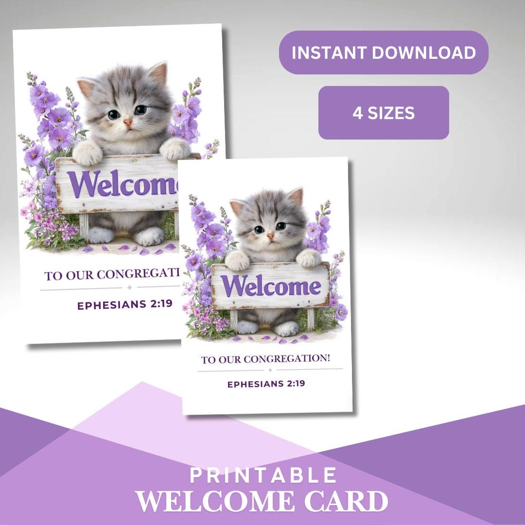 JW Welcome to Our Congregation! Digital Card Download - Kitten Design ...