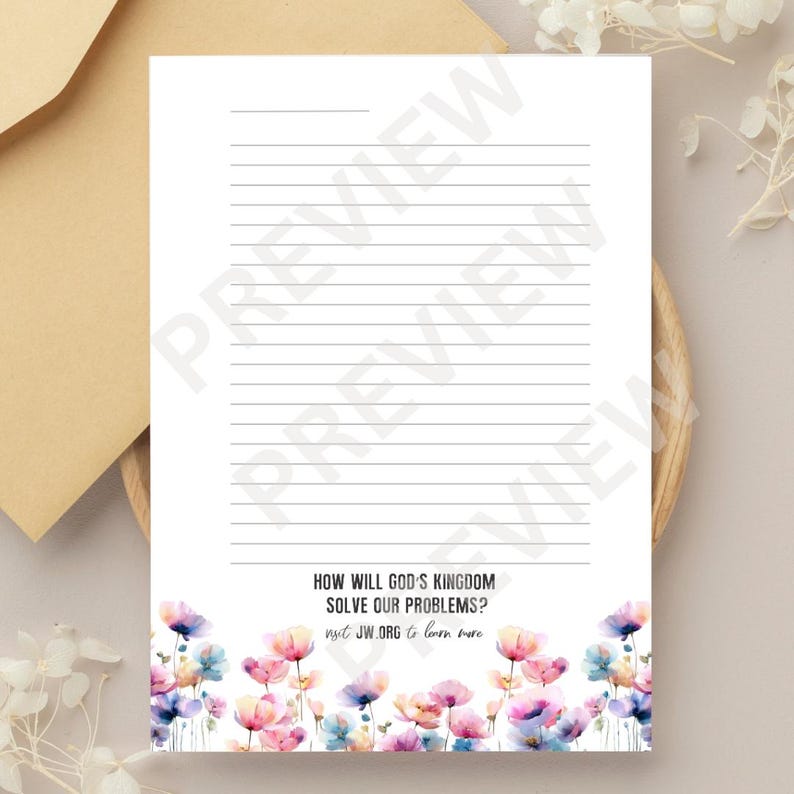 JW Letter Writing Template 9 Newly Released Tracts - Watercolor Floral ...