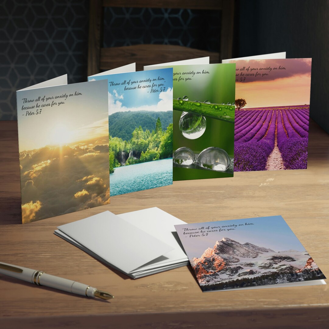 JW Anxiety Comfort Greeting Card - Throw All Your Anxiety Scripture ...