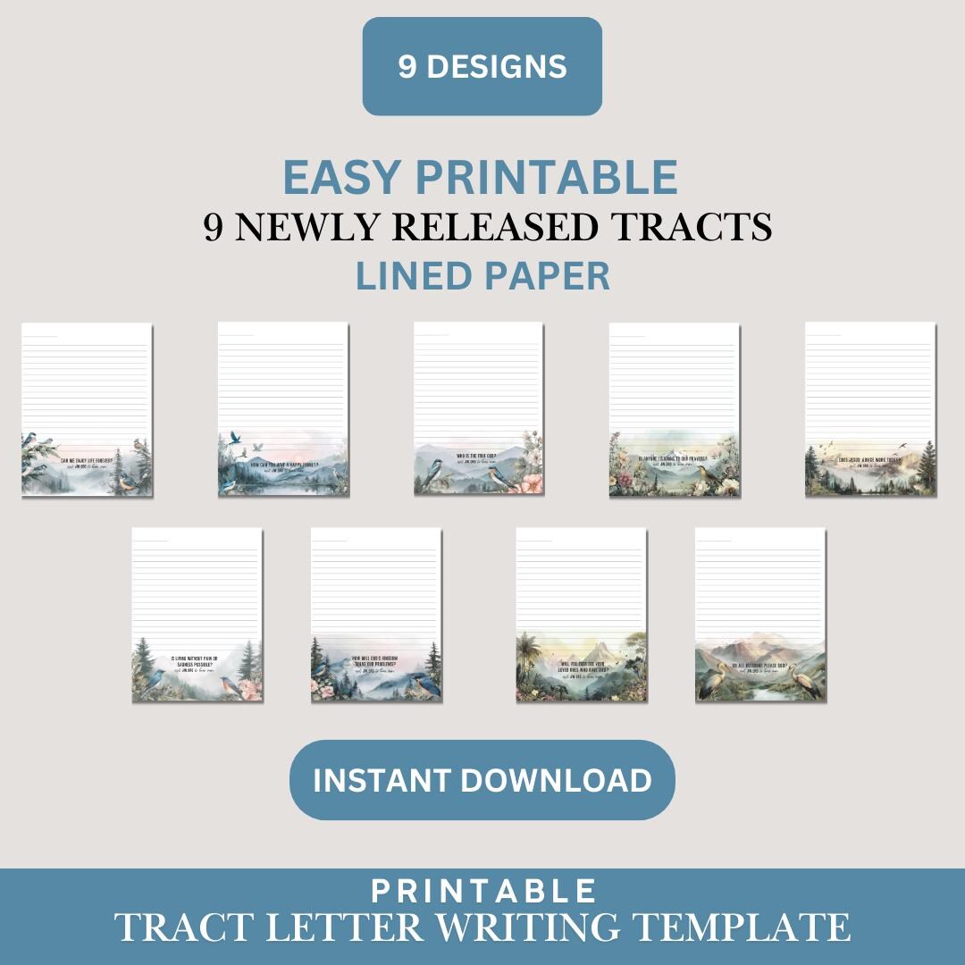 JW Letter Writing Template 9 Newly Released Tracts - Bird Design ...