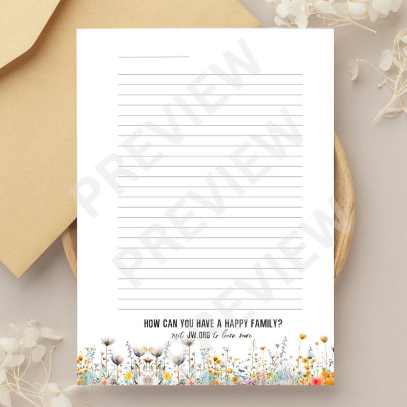 JW Letter Writing Template 9 Newly Released Tracts - Watercolor Floral ...