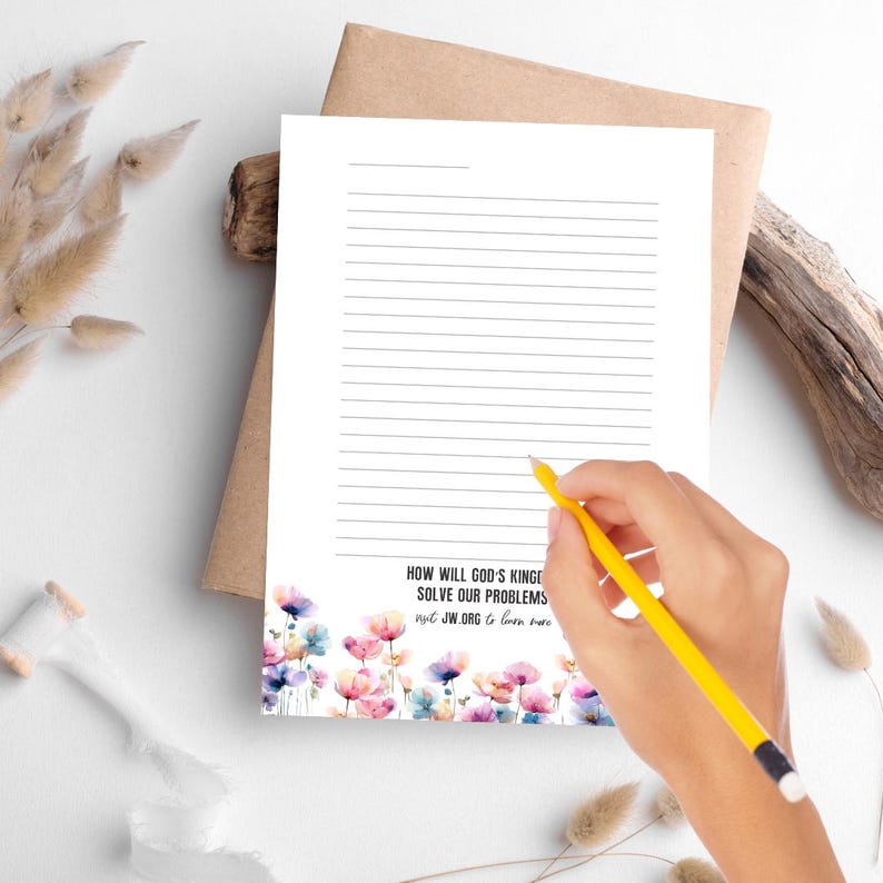 JW Letter Writing Template 9 Newly Released Tracts - Watercolor Floral ...