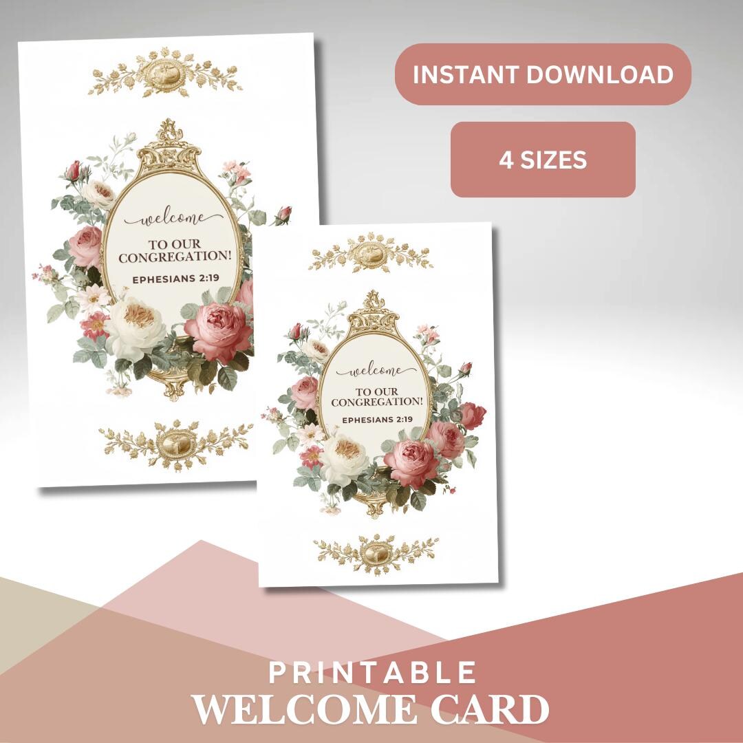 JW Welcome to Our Congregation! Digital Card Download - Floral Gold ...