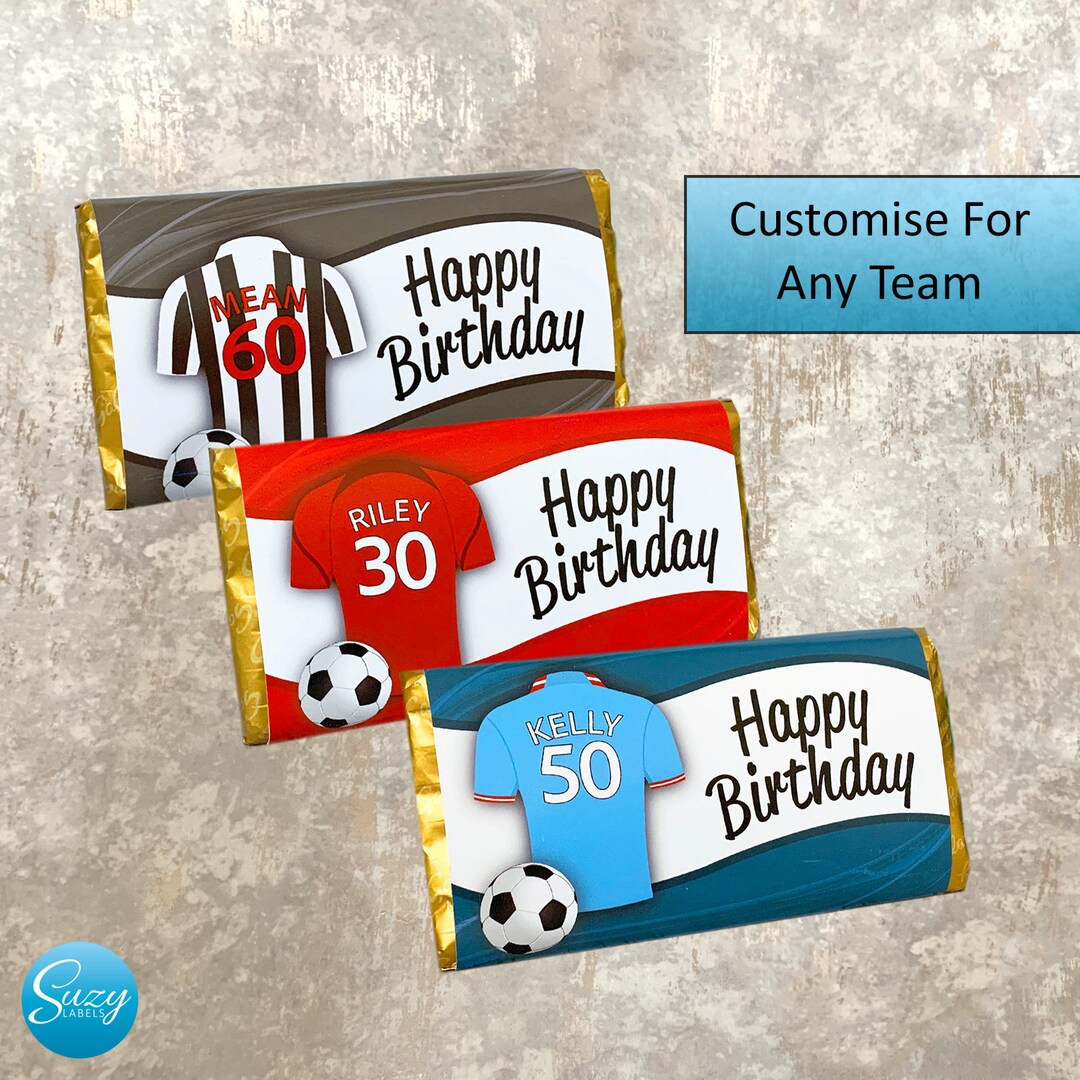 Football Shirt Personalised Gift Chocolate Wrapper, Chelsea, Liverpool ...